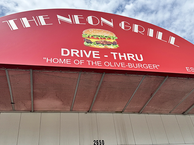 "Home of the Olive-Burger" isn't just a slogan, it's a bold declaration of regional pride that dares you to question its authority on the matter.