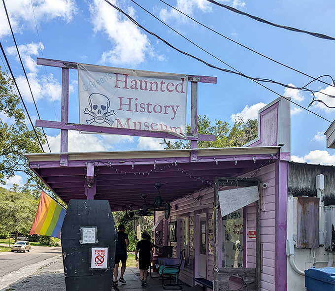 Under Florida's blue skies, the museum's skull-adorned signage offers a playful contrast to St. Augustine's otherwise historically reverent atmosphere.