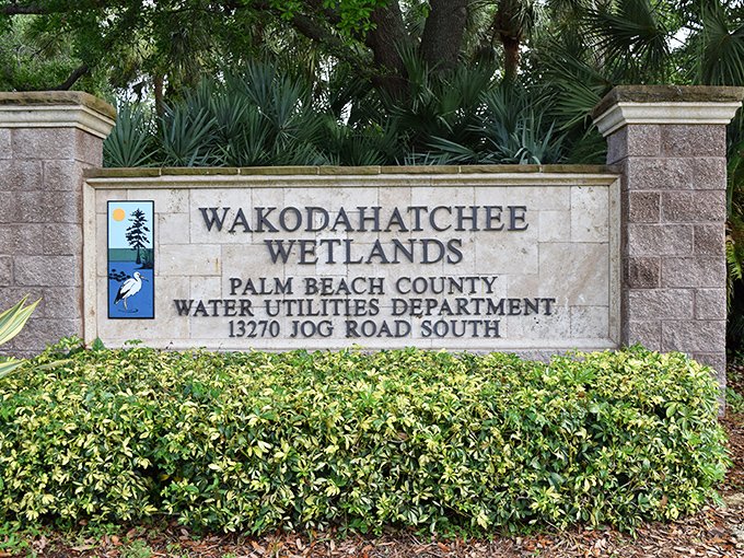 The entrance sign welcomes visitors to Palm Beach County's greatest magic trick&mdash;turning treated water into a wildlife paradise that rivals anything on TV.
