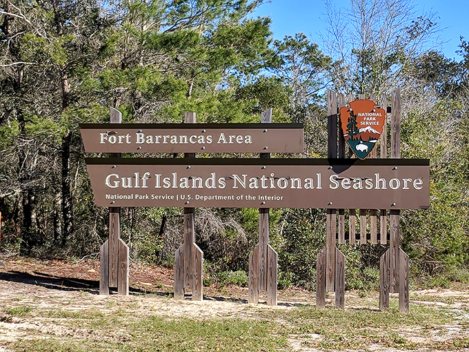 The sign says Gulf Islands National Seashore, but your imagination says "time machine to the 1800s."