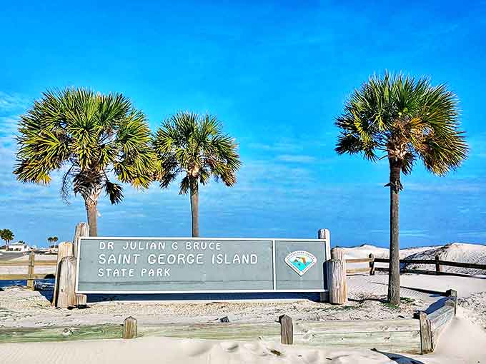 The welcoming entrance sign promises visitors they're about to step into one of Florida's most magical state parks.