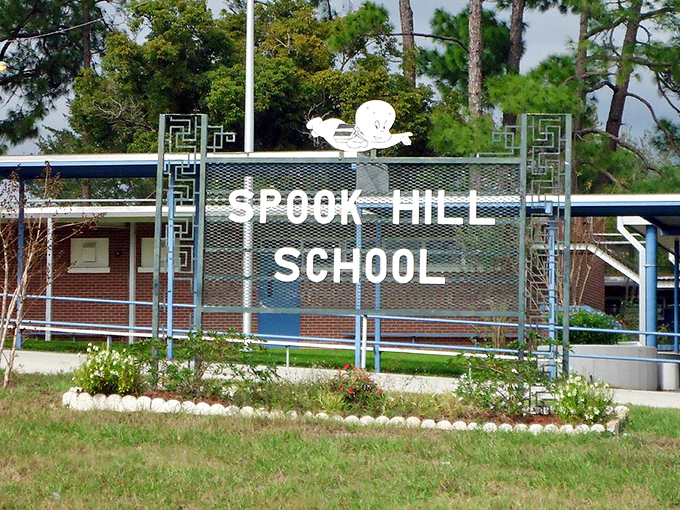 Spook Hill Elementary School proudly embraces the local legend with its ghost mascot &ndash; education with a supernatural twist!