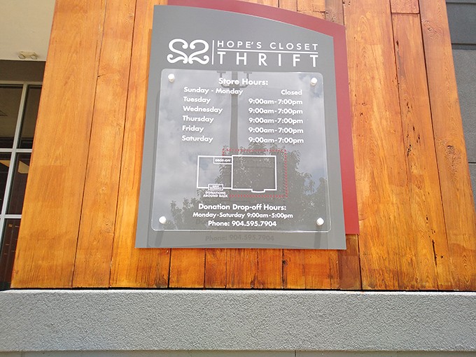 Store hours posted clearly&mdash;because knowing when to hunt for treasures is the first step in any successful expedition.