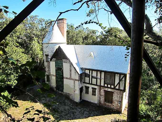 From this angle, you can appreciate the architectural bones that remain impressive despite decades of neglect and Florida's relentless weather.