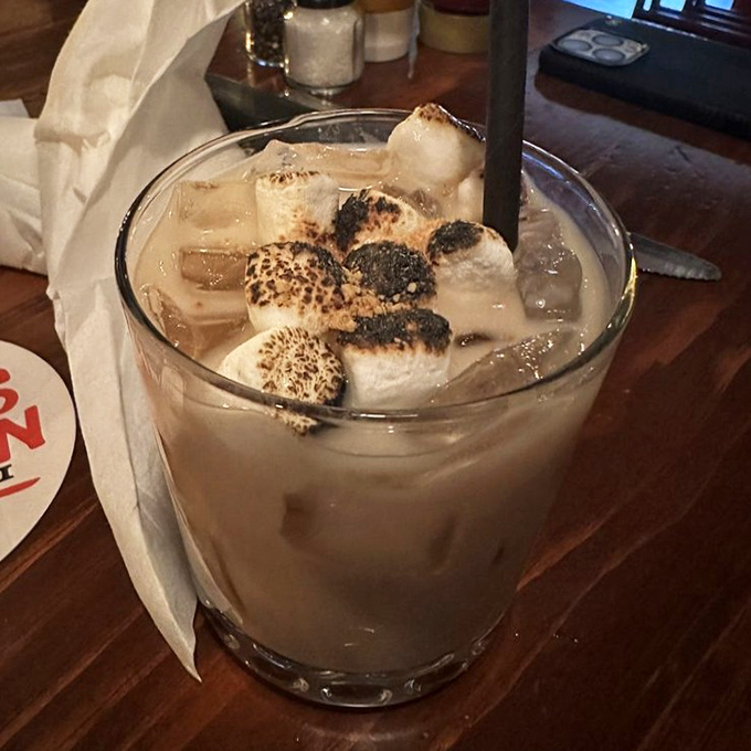 The White Russian gets the campfire treatment with toasted marshmallows &ndash; dessert and nightcap in perfect harmony.