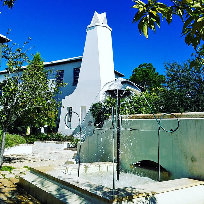 Coastal elegance with a splash of fountain fun&mdash;because sophisticated spaces need playful touches too.