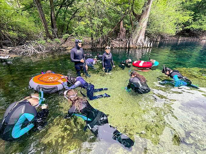Preparation for underwater exploration brings together adventurers ready to discover Florida's hidden aquatic treasures.