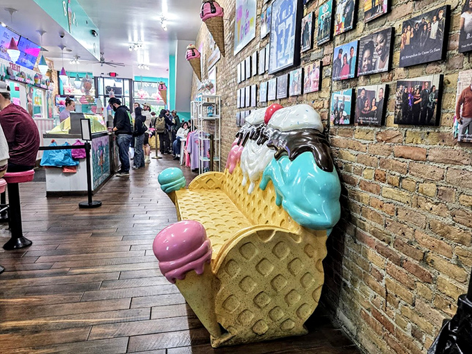 Photos line the walls like trophies of sugar conquests past, while customers plot their next sweet victory.