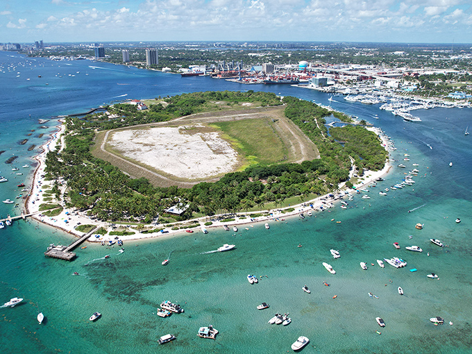 Peanut Island's aquamarine surroundings make it a boater's paradise, where weekend gatherings create floating neighborhoods of fun.