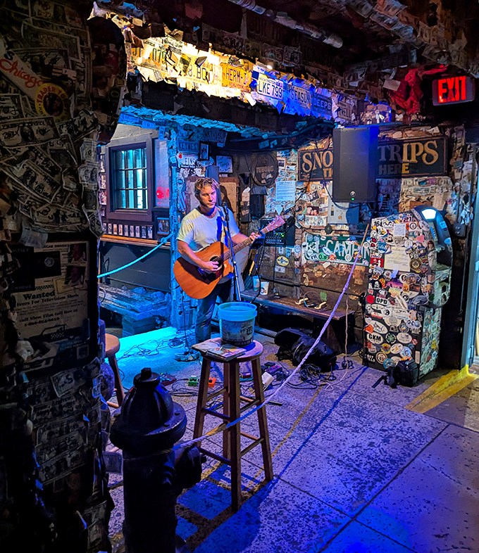 License plates from across America create a road trip across the ceiling&mdash;no miles traveled required.