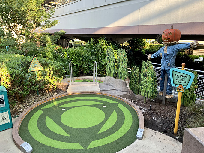 Bright greens and playful props turn this mini golf course into a whimsical little adventure, where every hole feels like a fun surprise waiting to happen.