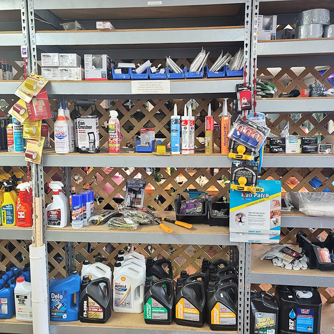 Where else can you buy motor oil and fishing supplies while waiting for your breakfast? Practicality never tasted so good.