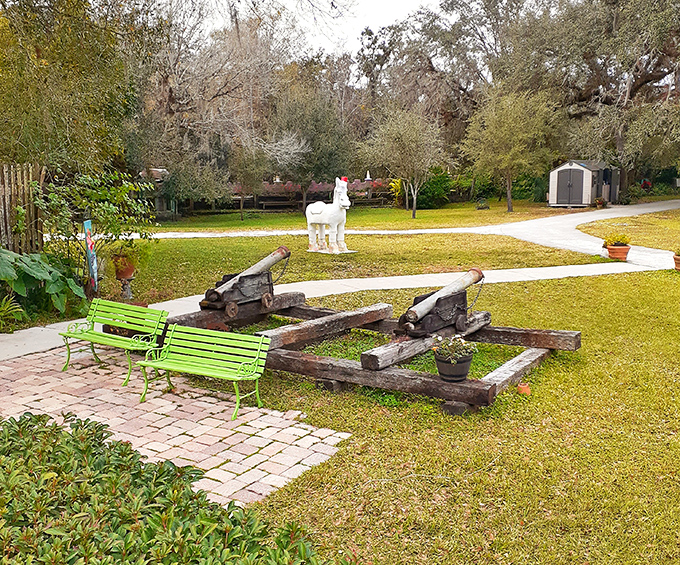 The outdoor spaces blend whimsy and wilderness so seamlessly you'll wonder if the plants are also art in disguise.