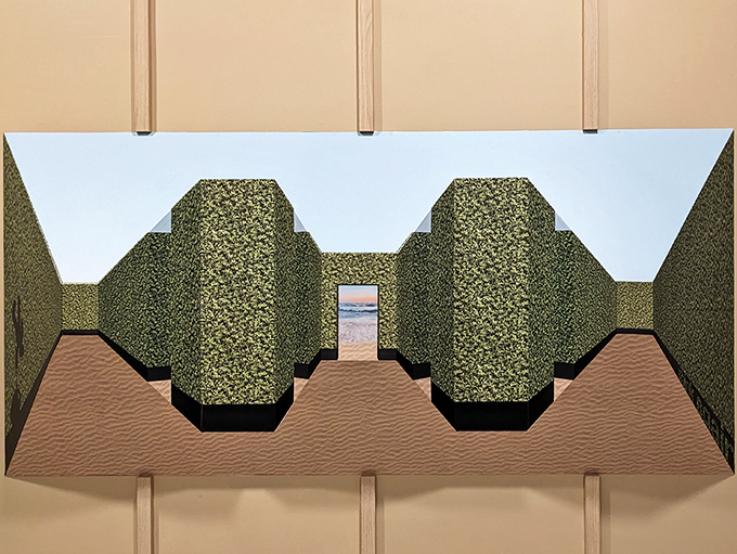 This desert mirage illusion plays with perspective to create an impossible landscape. It's like someone folded reality like origami and forgot to unfold it properly.