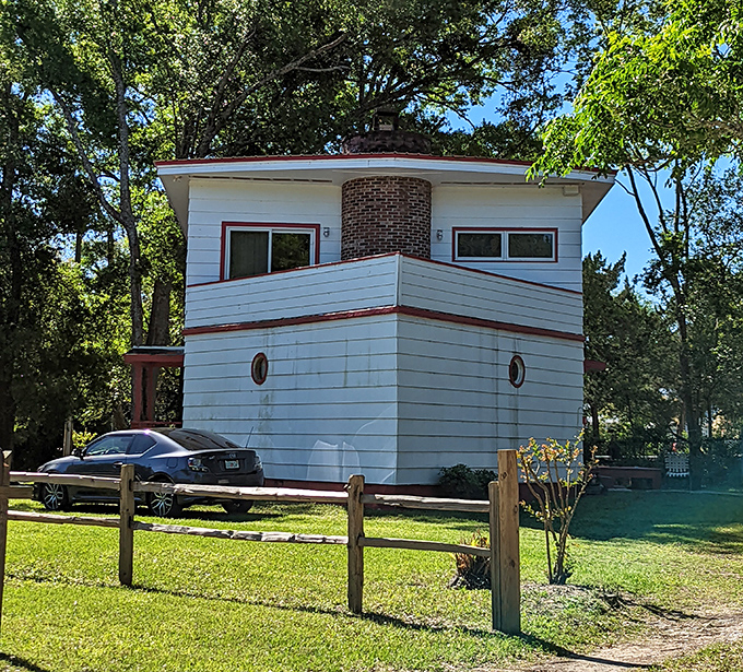 Nautical whimsy meets architectural charm in this ship-themed building near the park, perfectly complementing the maritime history of Amelia Island.