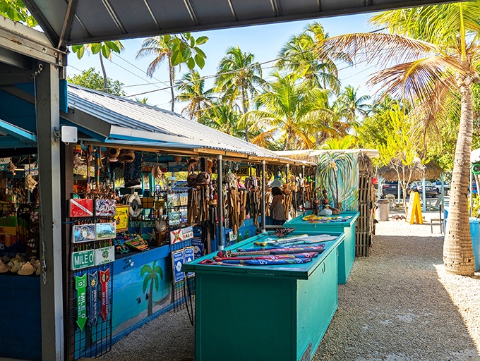 Colorful souvenirs and local crafts line the open-air market, offering the perfect memento of your Keys adventure.