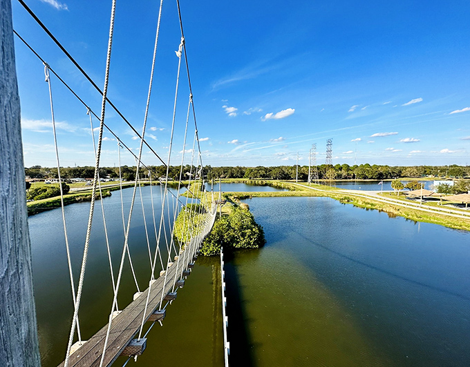 Not your average footbridge! This swaying passage turns casual strolls into mini-adventures with maximum views.