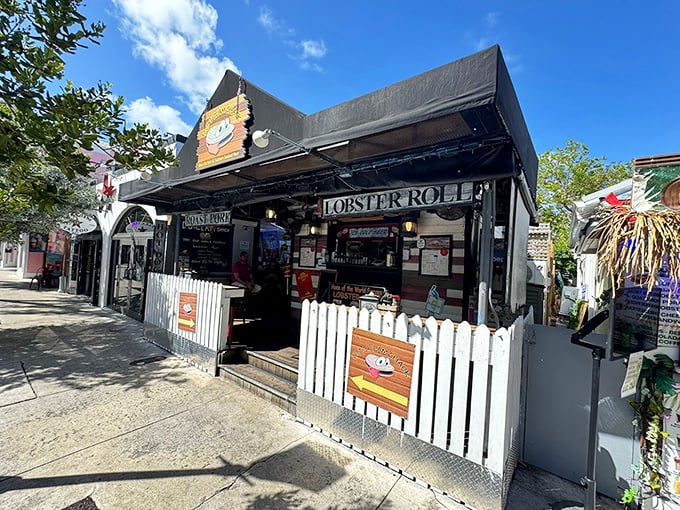 DJ's Clam Shack's unassuming storefront on Duval Street hides some of Key West's most legendary seafood, including their famous overstuffed lobster rolls.