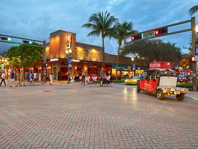 Delray Beach's Atlantic Avenue buzzes with activity as palm trees frame the walkable downtown district, just blocks from the Atlantic Ocean.
