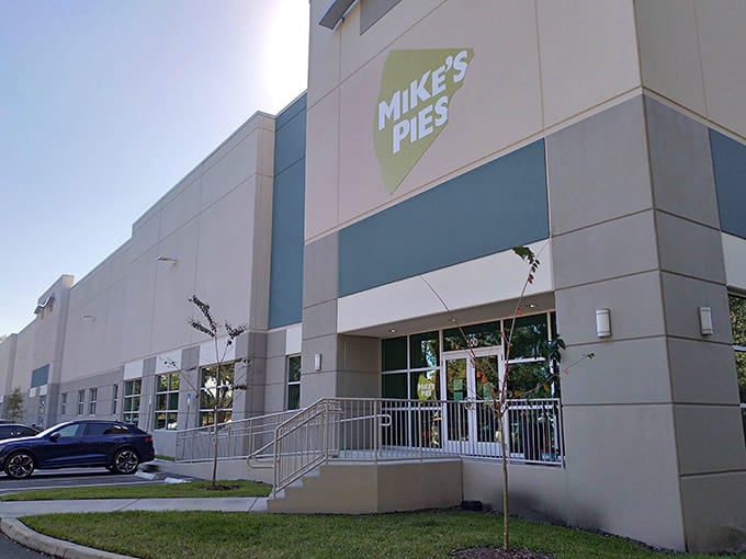 Mike's Pies' clean, modern exterior hints at the award-winning pies crafted inside this Tampa institution.
