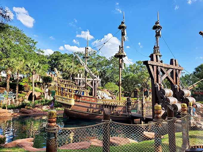 That elaborate pirate ship surrounded by waterfalls and caves makes regular mini-golf courses look boring by comparison.