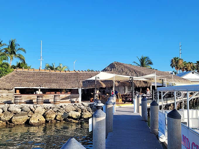 Palm trees frame this waterfront Keys favorite where boats can dock directly at the restaurant &ndash; seafood doesn't get fresher than this.