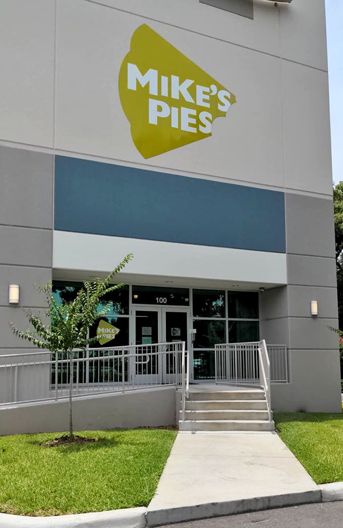 The simple, professional look of Mike's Pies lets their legendary pies do all the talking.