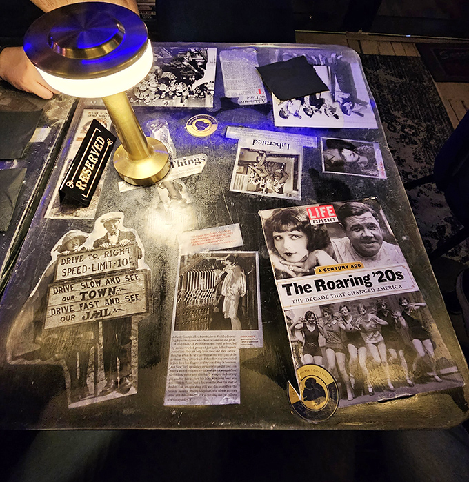 History buffs rejoice&mdash;this table collage of Roaring '20s memorabilia offers a trip back in time without the inconvenience of prohibition.