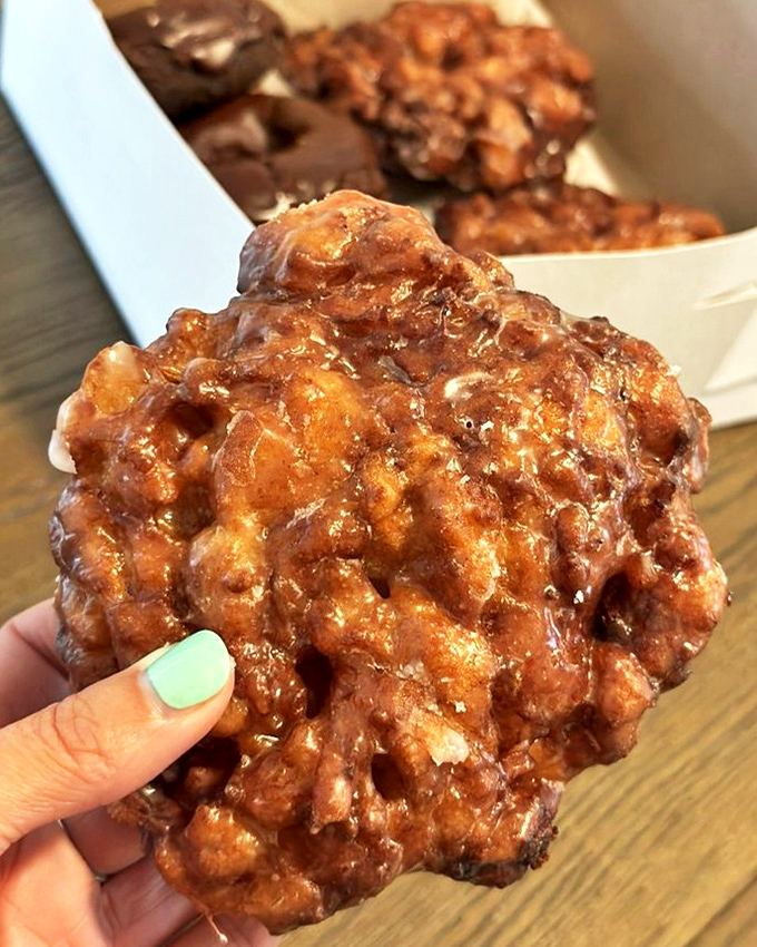 The apple fritter &ndash; a craggy, glazed monument to excess that somehow makes you feel like you've made excellent life choices.