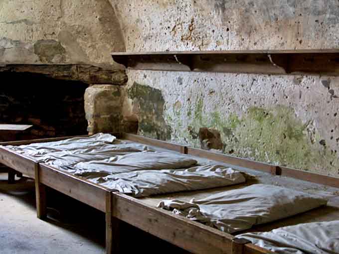 Primitive beds that would make your chiropractor weep. Colonial soldiers clearly weren't concerned with thread counts or memory foam.