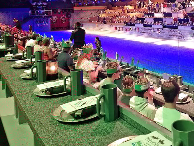 Dining Seating: Where dinner meets drama &ndash; tiered seating ensures everyone gets a perfect view of the medieval mayhem.