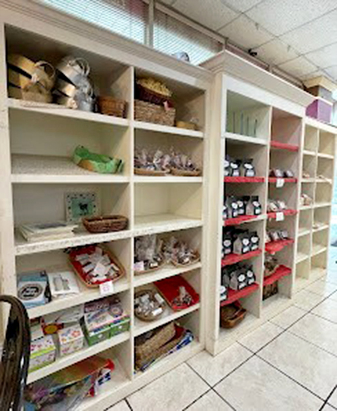 Display Shelves: The wall of temptation where "I'm just browsing" becomes "I'll take one of everything" faster than you can say "diet starts tomorrow."