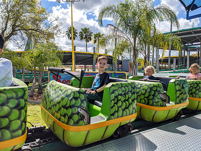 This dragon-themed junior coaster serves as training wheels for future thrill-seekers, offering just enough zip to elicit excited squeals from tiny riders.