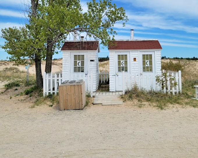 Even lighthouse keepers had to answer nature's call, this charming outhouse proves that vintage bathroom architecture can be adorable too.