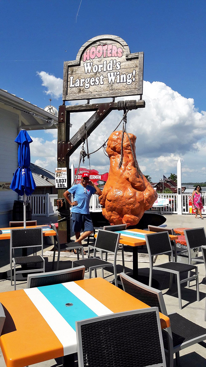 The official signage proudly proclaims its record-breaking status &ndash; because size matters when it comes to chicken wings.