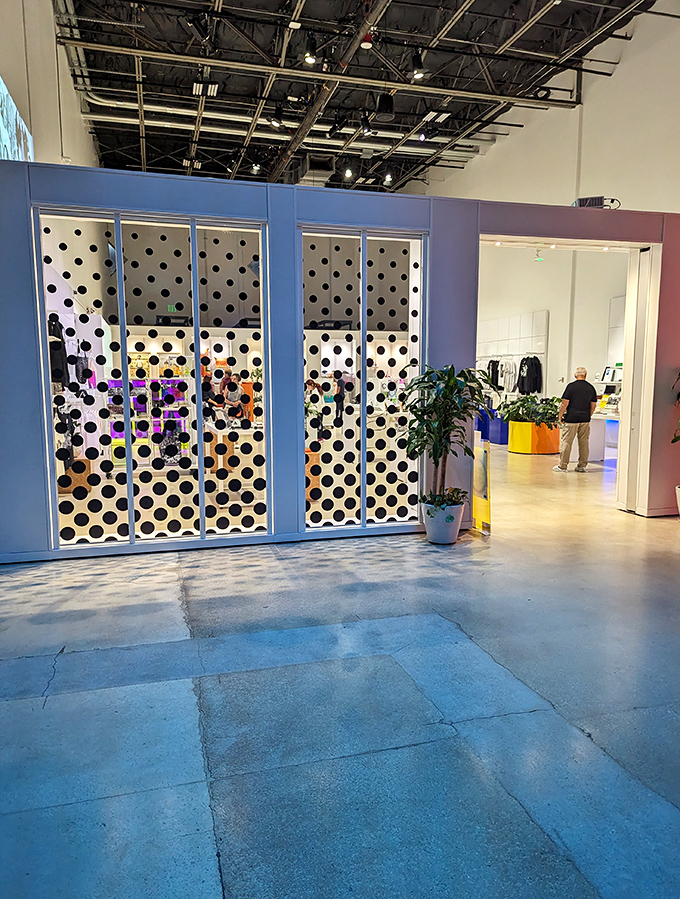 The lobby's polka-dot design serves as a gentle warm-up for the visual feast ahead, like stretching before running a marathon of wonder.