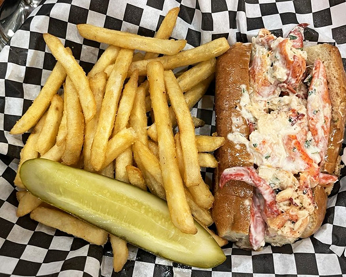 This isn't just any lobster roll &ndash; it's overflowing with sweet, tender chunks of lobster meat, lightly dressed and nestled in a perfectly toasted roll.