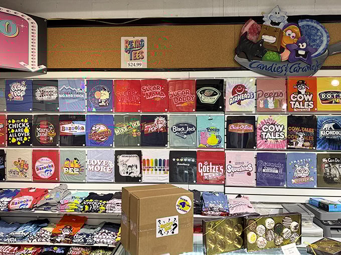 Candy-themed merchandise lets visitors take home the sugar high experience without the actual sugar crash afterward.