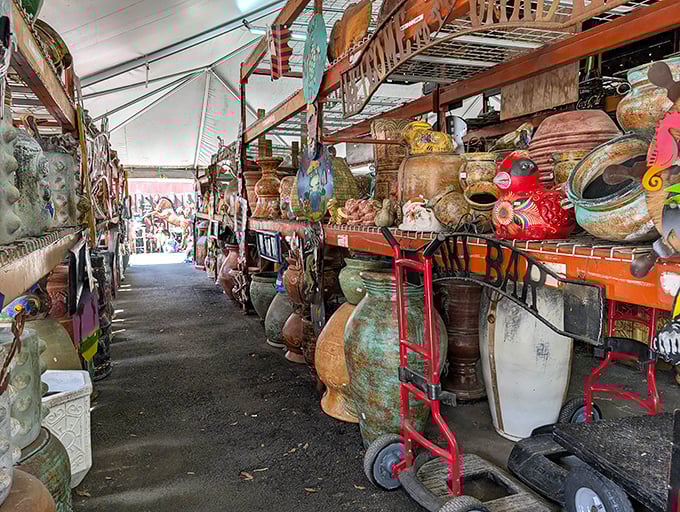 Colorful pottery and garden accessories create a rainbow of options for shoppers seeking the perfect decorative touch.