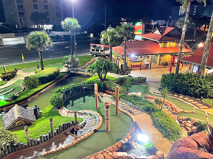 As darkness falls, Congo River transforms into a magical landscape where colored lights dance across waterfalls and challenges take on new dimensions.