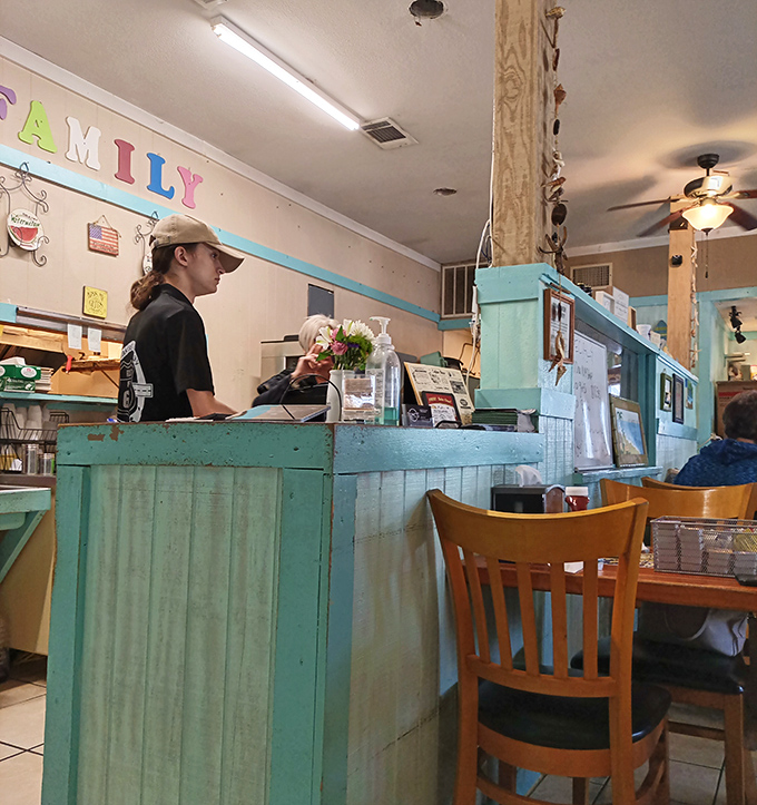 Where magic begins&mdash;friendly staff take orders with genuine smiles while colorful "FAMILY" letters overhead remind everyone what this place is really about.