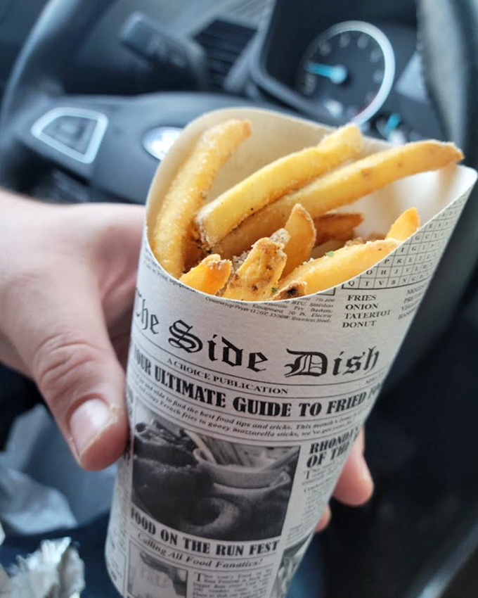These aren't just fries &ndash; they're golden potato wands wrapped in newsprint, ready to disappear faster than yesterday's headlines.