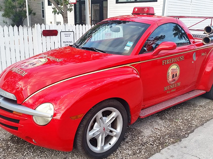 Even this modern Chevy SSR has been transformed into a fire department vehicle, proving tradition adapts with the times.