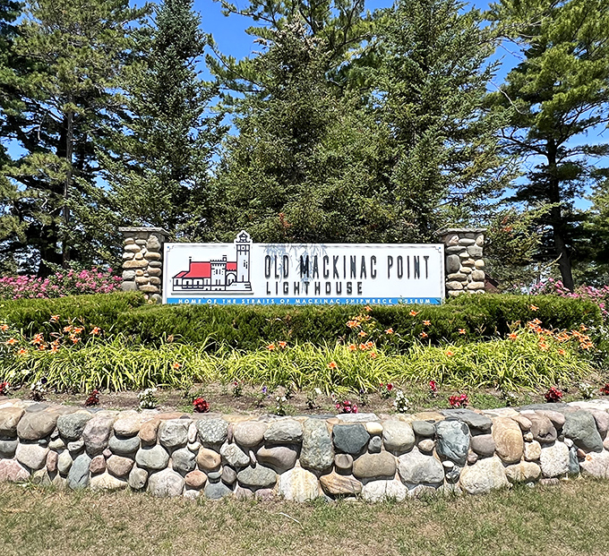 More than just a pretty face: The informative welcome sign details the rich history and available experiences at this historic site.