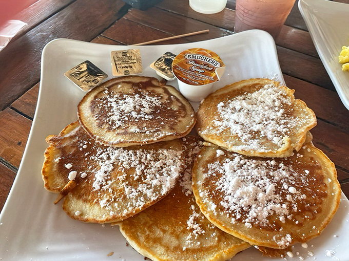 Silver dollar pancakes stacked high and dusted with sugar &ndash; the breakfast of champions who plan to do nothing more strenuous than lift a cocktail.