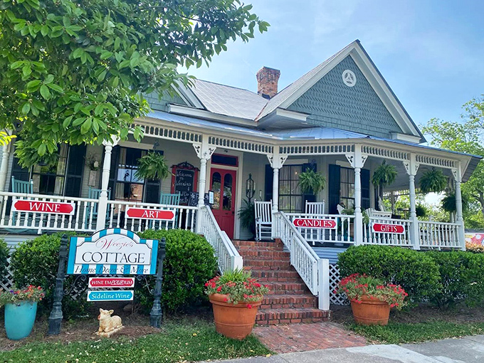 Weezie's Cottage looks like it wandered out of a Southern Living magazine and decided to stay, offering wine, art, and enough charm to melt the hardest heart.