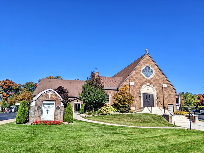 
Zion Lutheran Church Brick and mortar spirituality stands proudly against Michigan's blue skies, offering both architectural beauty and community connection.