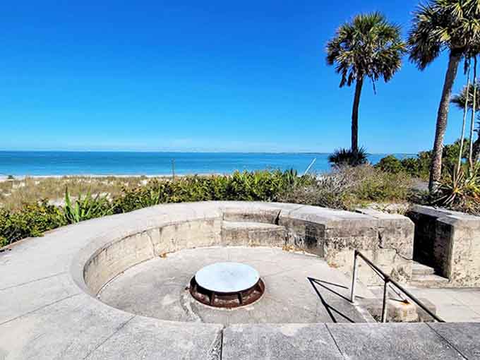 This coastal artillery battery once defended Tampa Bay but now serves as a stunning viewpoint for watching dolphins play offshore.