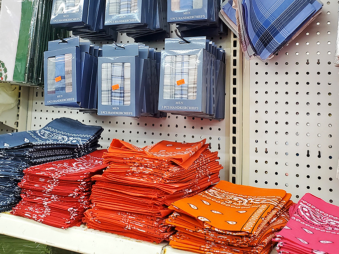 Neatly packaged handkerchiefs stand ready for gentlemen who understand that some traditions never go out of style.