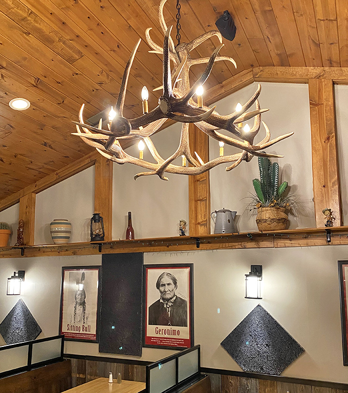 Vintage touches and Western-inspired decor create an atmosphere that feels both timeless and welcoming, like dining at a friend's lodge.